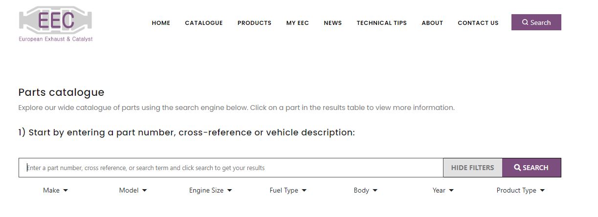 Explore our wide catalogue of parts using our website search engine! - EEC